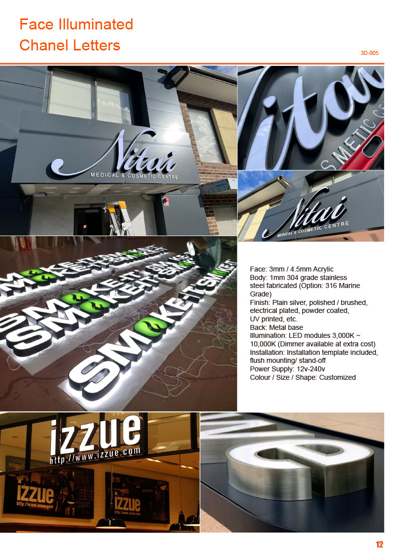 Front Illuminate Stainless Steel Fabricate LED Channel Letters ...